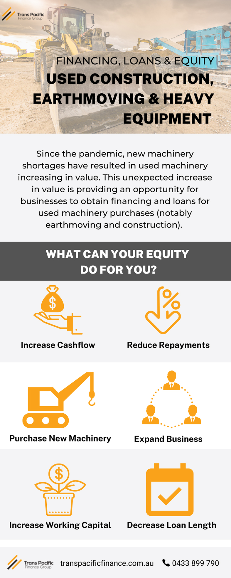 Used heavy equipment Financing, earthmoving equipment loans
